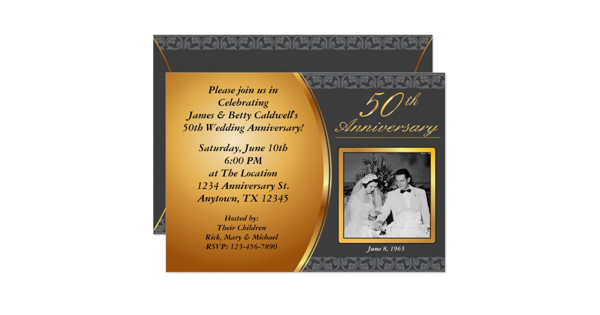 50th Wedding Anniversary Invitations | Zazzle