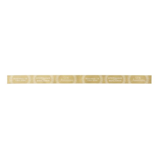 50th Wedding Anniversary Personalized gold Satin Ribbon | Zazzle