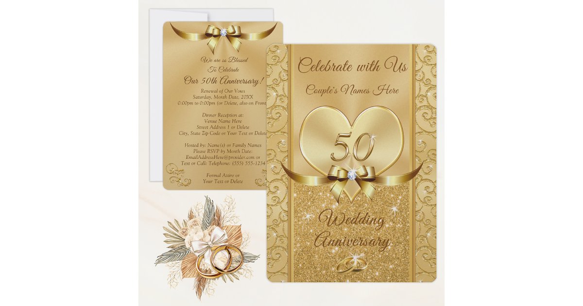 50th Wedding Anniversary Renewal Vows Invitations | Zazzle