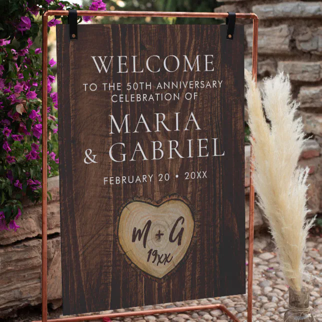 50th Wedding Anniversary Rustic Welcome Sign | Zazzle