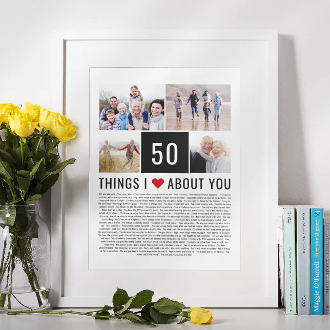 50th Wedding Anniversary Things I Love List Photo Poster | Zazzle