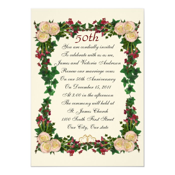 50th Wedding Anniversary Vow Renewal Invitation Zazzle 50th Wedding Anniversary Vow Renewal Invitation Zazzle