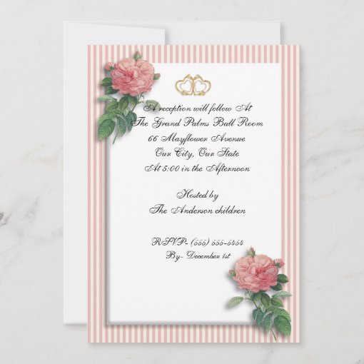 50th Wedding anniversary vow renewal pink roses Invitation | Zazzle