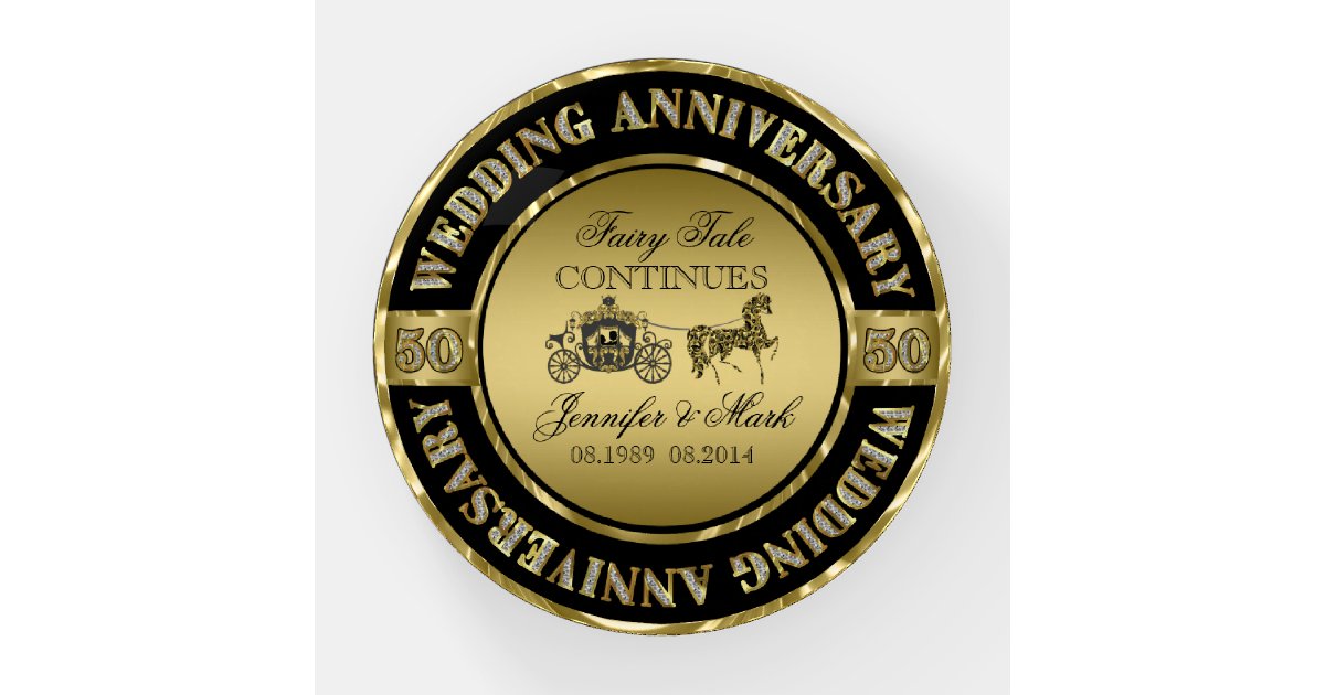 50th Wedding Anniversary-Wedding Horse & Carriage Paperweight | Zazzle