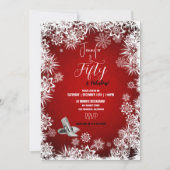 50th Winter Birthday Party Red Snowflakes Invitation | Zazzle