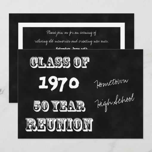 50th Year Class Reunion Vintage Chalkboard Invitation | Zazzle