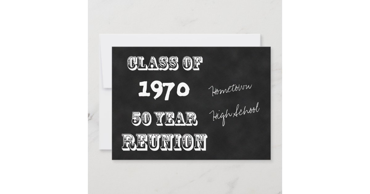 50th Year Class Reunion Vintage Chalkboard Invitation | Zazzle