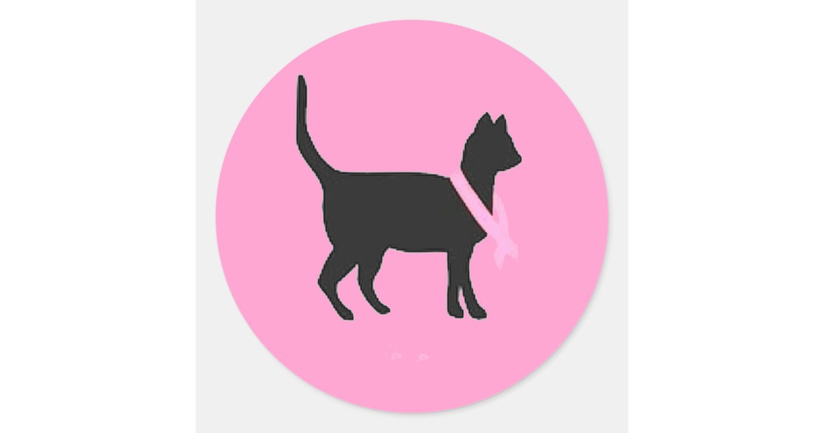 51b88 black cat pink ribbon breast cancer causes classic round sticker ...