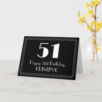 51st Birthday ~ Art Deco Inspired Look "51", Name Card | Zazzle