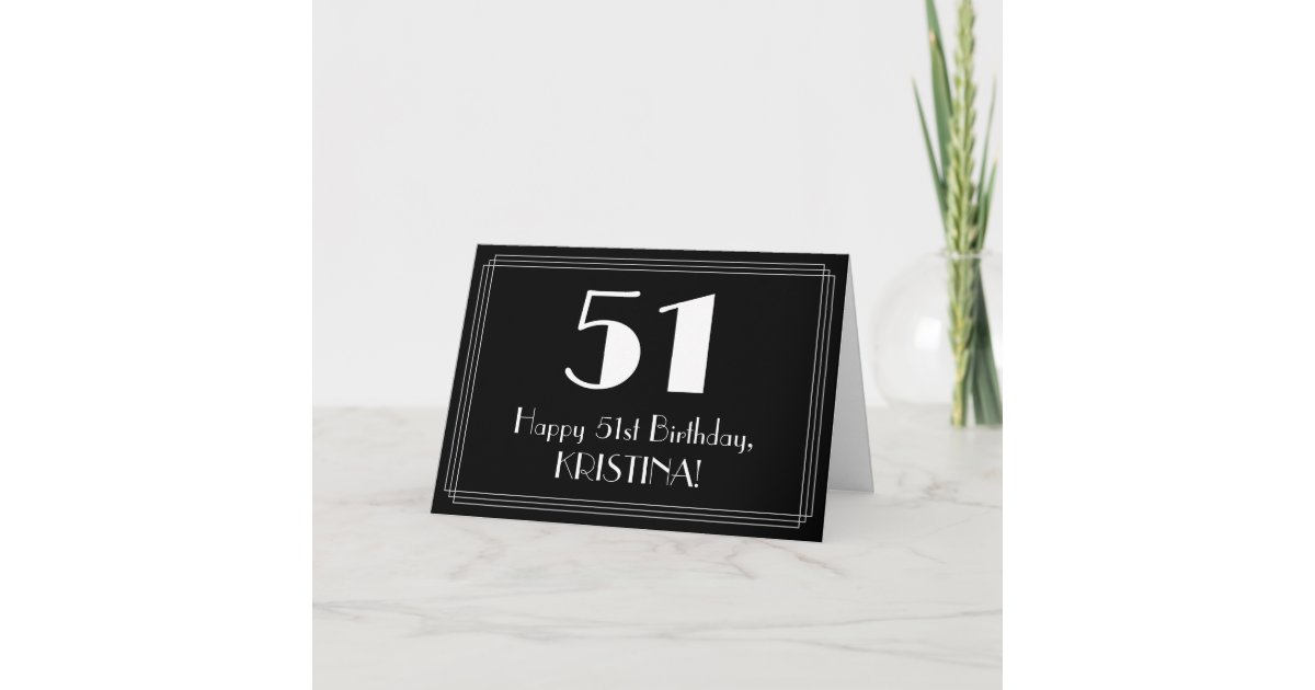 51st Birthday ~ Art Deco Inspired Look "51", Name Card | Zazzle