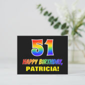 51st Birthday: Bold, Fun, Simple, Rainbow 51 Postcard | Zazzle