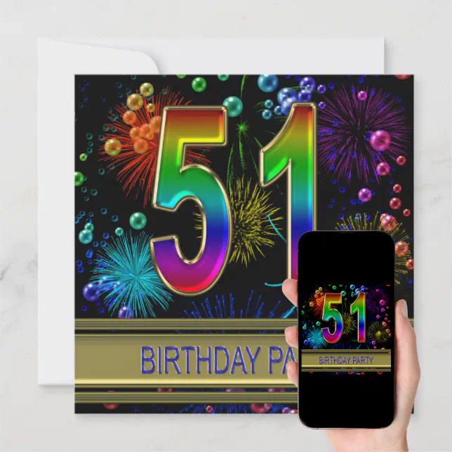 51st Birthday party Invitation with bubbles | Zazzle