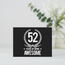 52nd Birthday (52 Years Of Being Awesome) Postcard | Zazzle