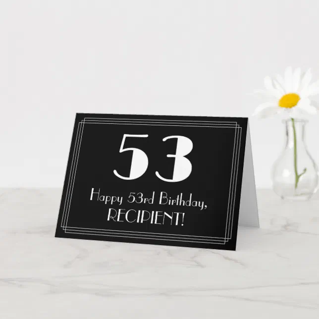 53rd Birthday ~ Art Deco Inspired Look "53", Name Card | Zazzle