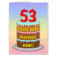 53rd Birthday: Fun Cake & Candles, w/ Custom Name Card | Zazzle