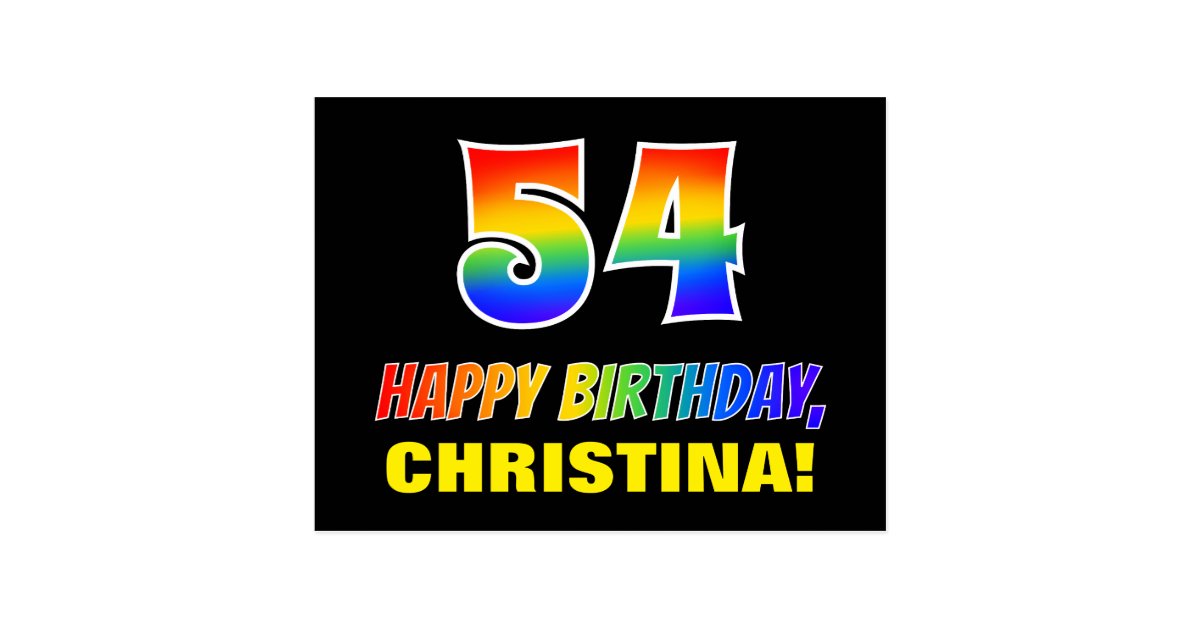54th Birthday: Bold, Fun, Simple, Rainbow 54 Postcard | Zazzle.com