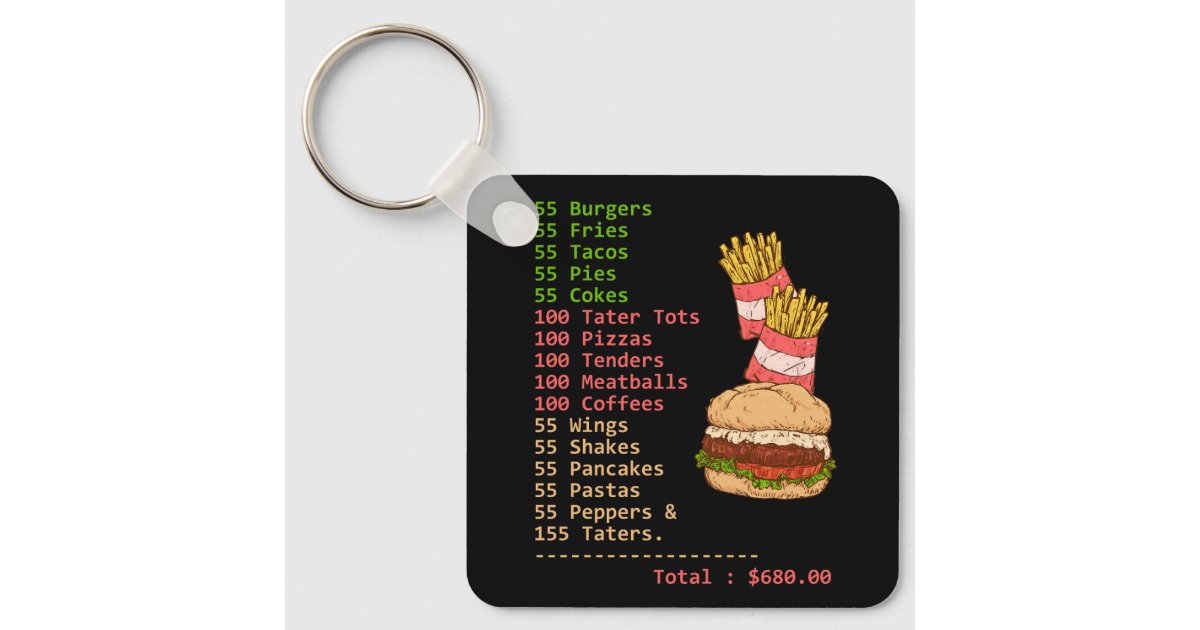 55 Burgers 55 Fries I Think You Should Leave Funny Keychain | Zazzle