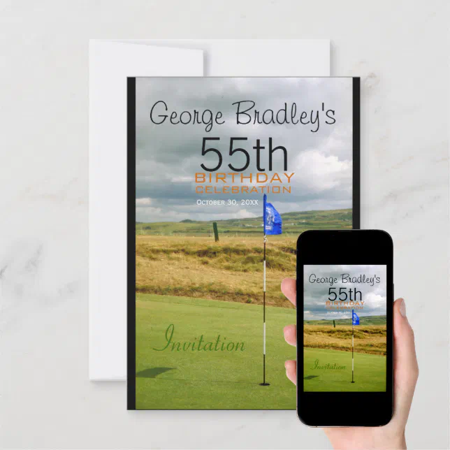 55th Birthday Celebration Golf Customizable Invite | Zazzle
