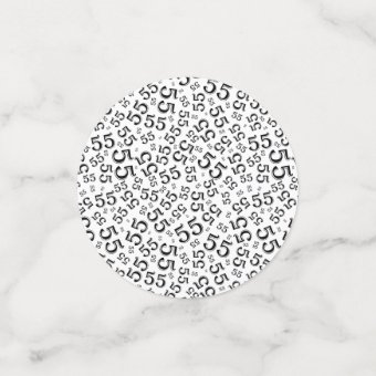 55th Birthday Cool Number Pattern Black and White Confetti | Zazzle