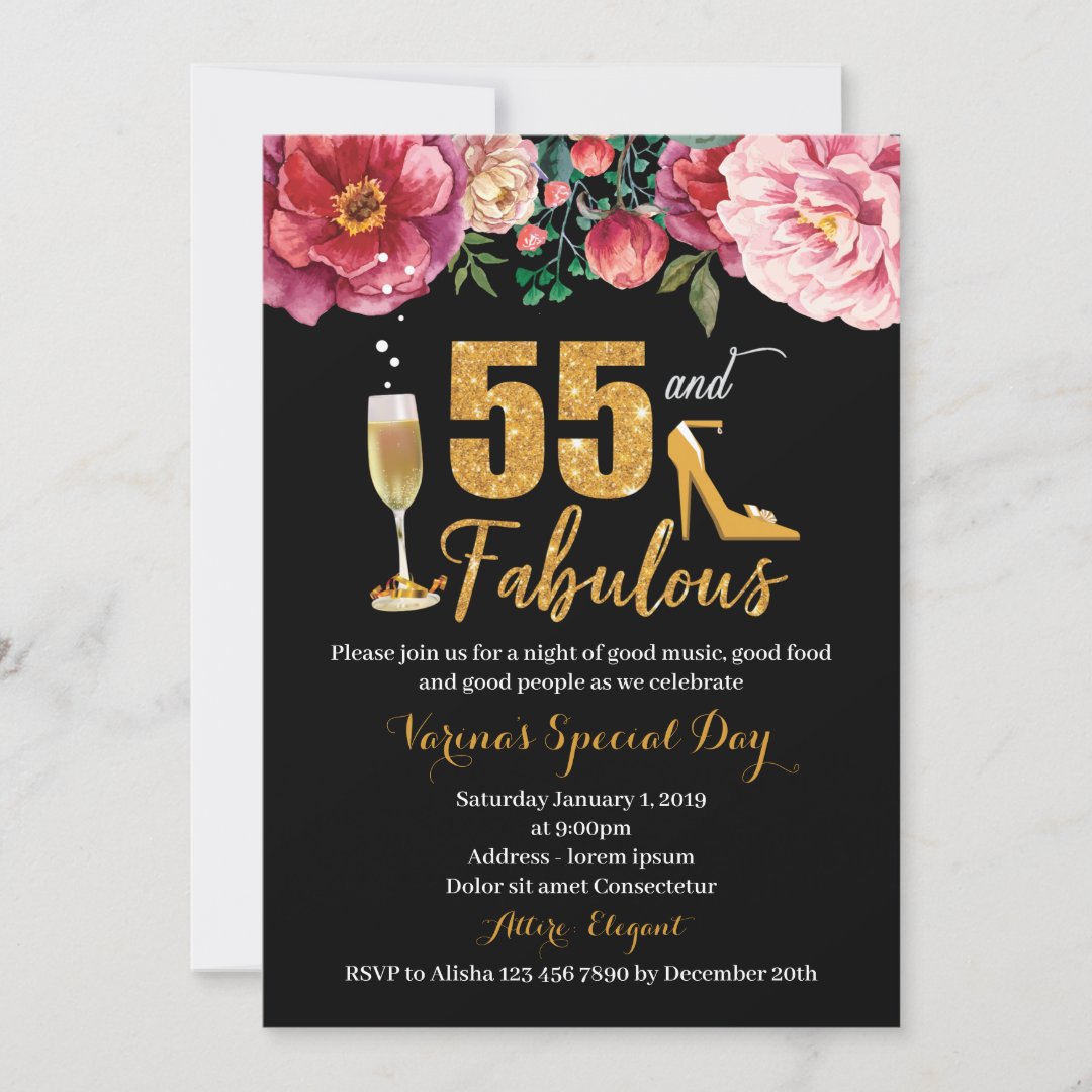 55th Birthday Invitation for Women | Zazzle
