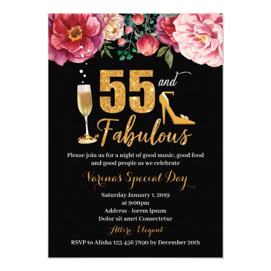55th Birthday Invitation for Women | Zazzle.com