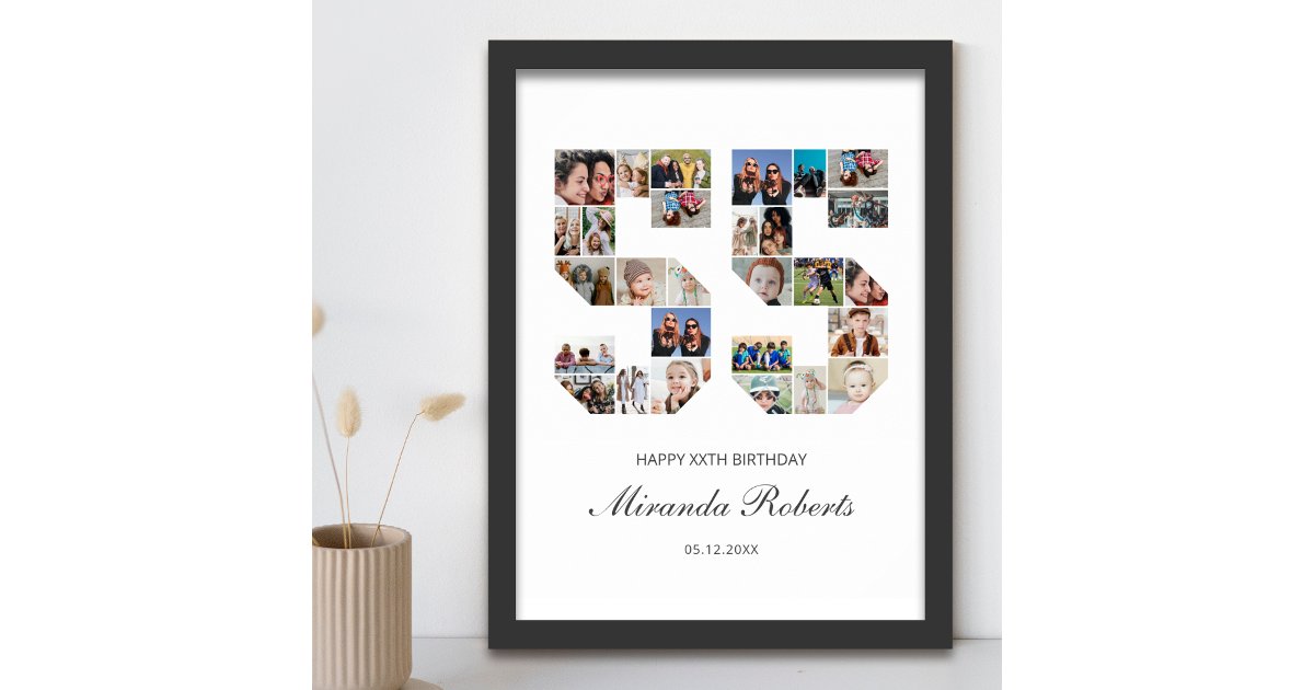 55th Birthday Number 55 Custom Photo Collage Poster | Zazzle