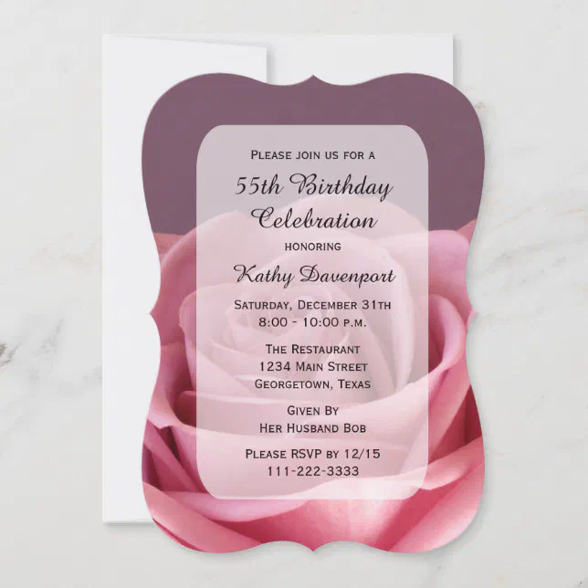 55th Birthday Party Gorgeous Rose Invitation | Zazzle