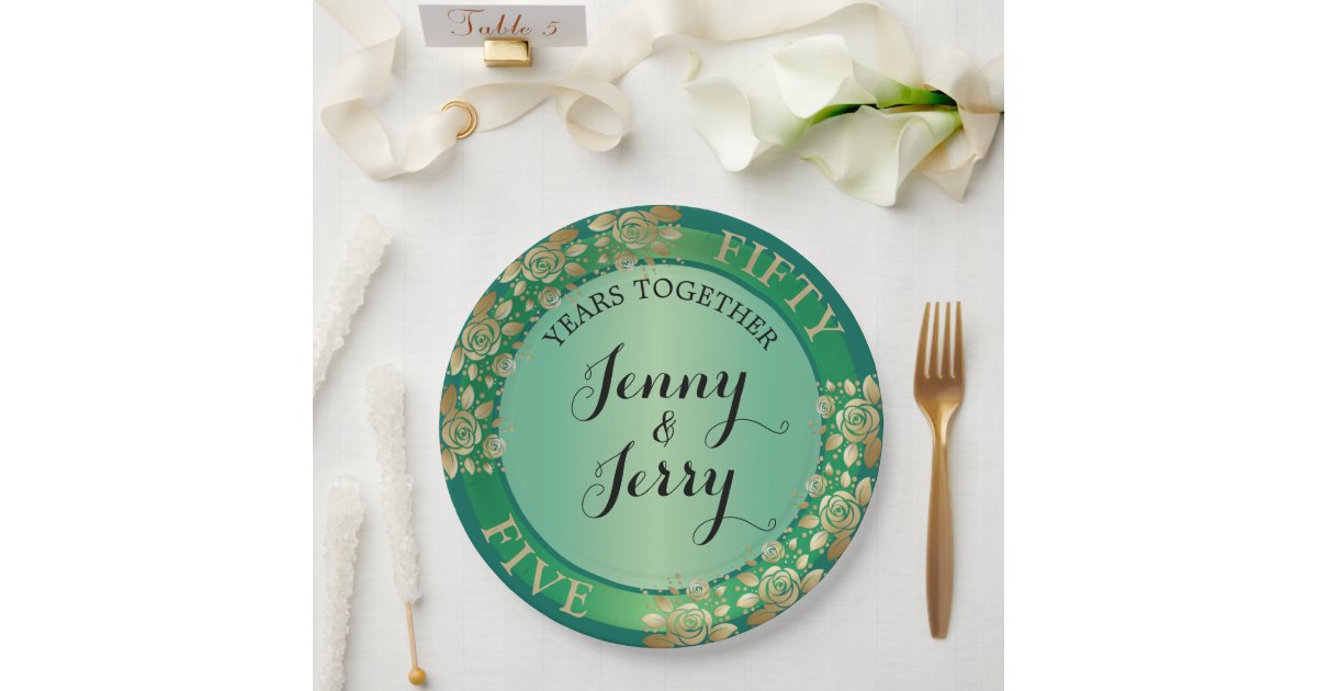 55th Emerald Anniversary Paper Plate | Zazzle