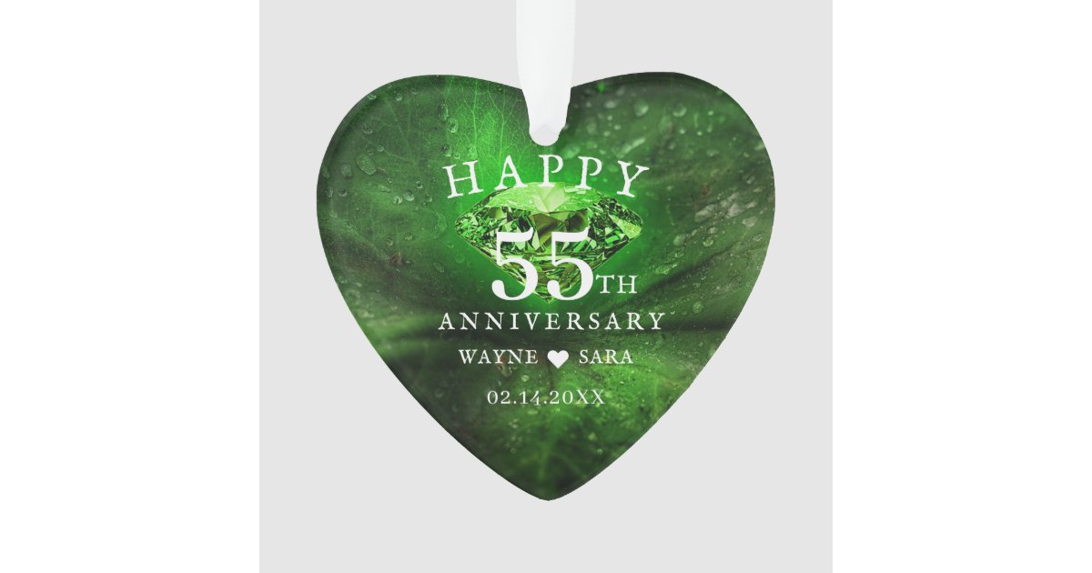 55th Emerald Jewel Wedding Anniversary Ornament | Zazzle