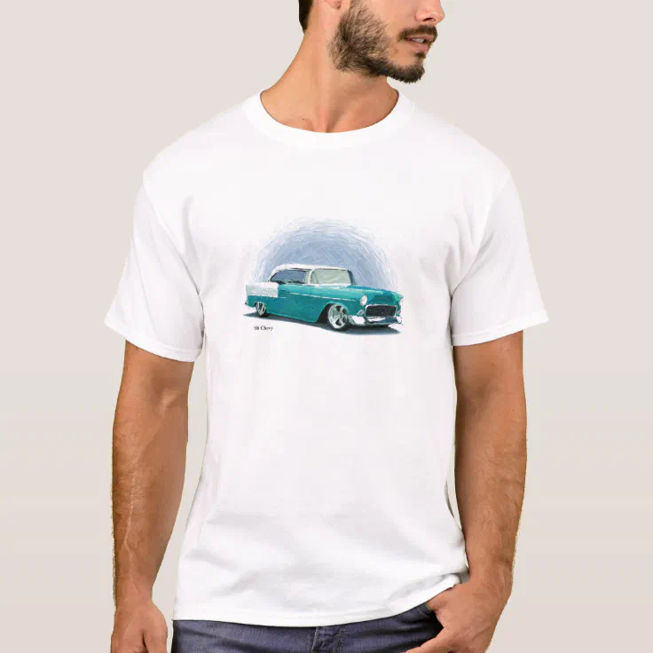 '56 Chevy Illustration Turquoise T-Shirt | Zazzle