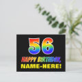 56th Birthday: Bold, Fun, Simple, Rainbow 56 Postcard | Zazzle