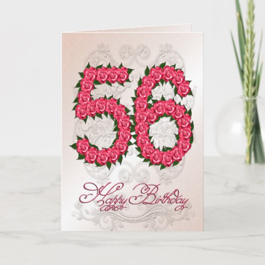 56th birthday card with roses and leaves | Zazzle.com
