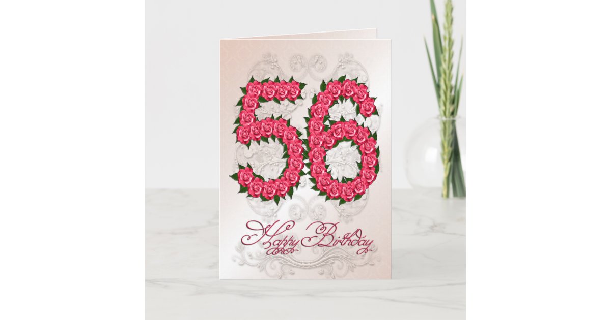 56th birthday card with roses and leaves | Zazzle.com
