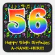 56th Birthday: Colorful Music Symbols, Rainbow 56 Square Sticker | Zazzle