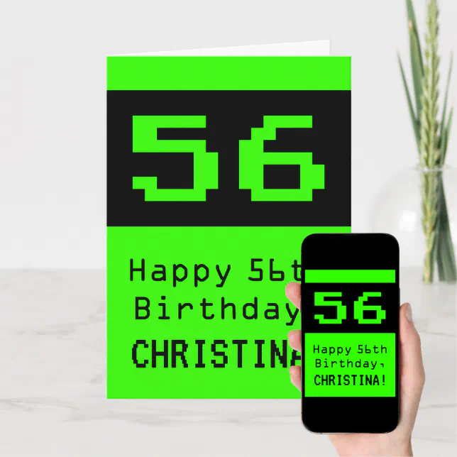 56th Birthday: Nerdy / Geeky Style "56" and Name Card | Zazzle