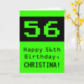 56th Birthday: Nerdy / Geeky Style "56" and Name Card | Zazzle