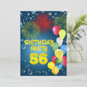 56th Birthday party Invitation with balloons | Zazzle