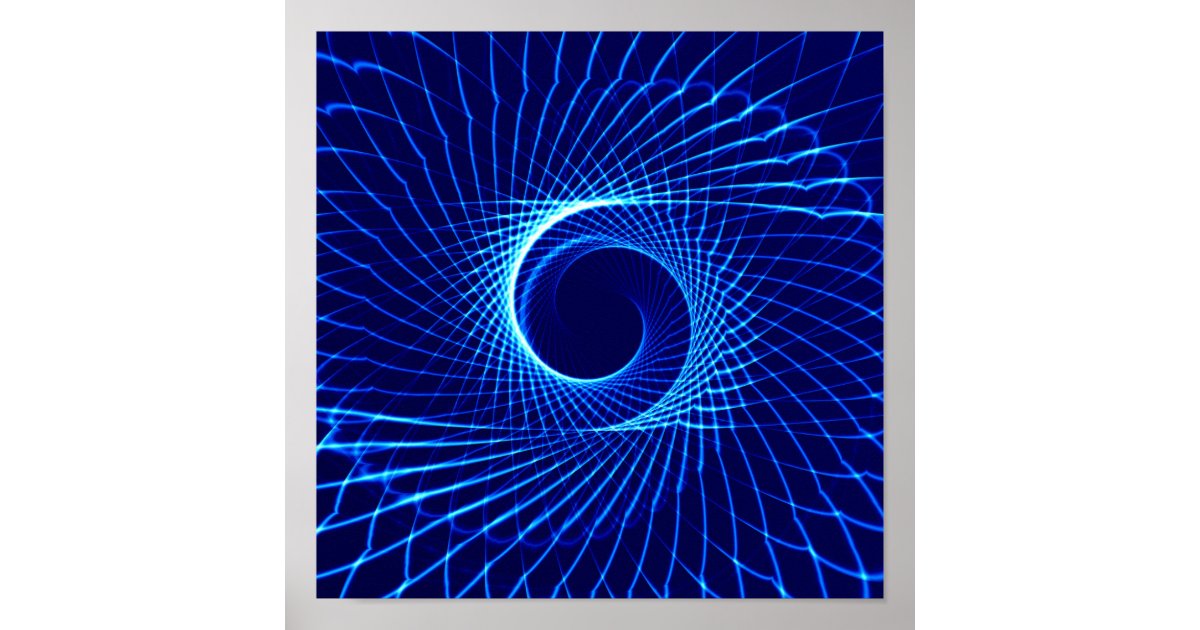 578627 BLUE SPIRAL SWIRL DIGITAL ART BACKGROUND PA POSTER | Zazzle