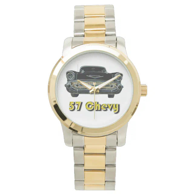 57 Chevy Two-Tone with Gold and Silver Tone Watch | Zazzle
