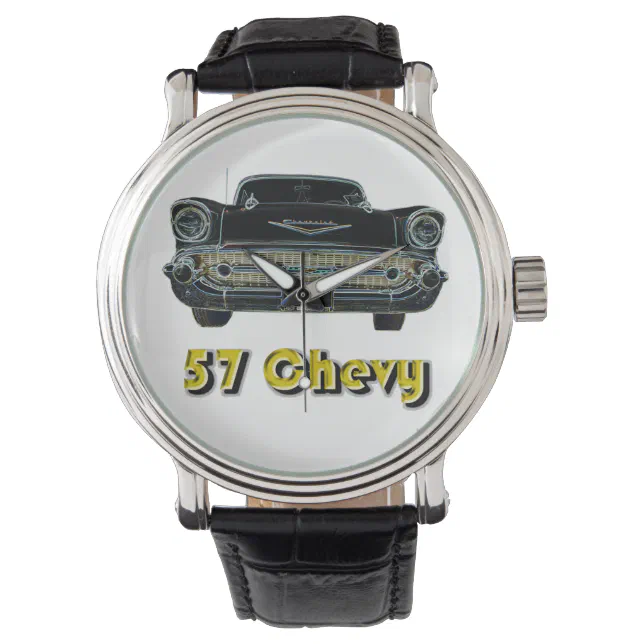 57 Chevy Vintage Leather Strap Watch | Zazzle