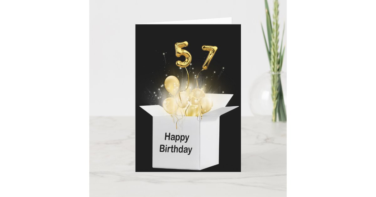 57th Birthday Balloons In White Box Card | Zazzle