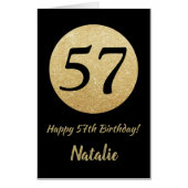 57th Birthday Black Gold Glitter Extra Large Jumbo Card | Zazzle