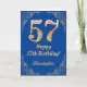 57th Birthday Blue and Gold Glitter Frame Card | Zazzle