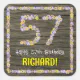 57th Birthday: Floral Number, Faux Wood Look, Name Square Sticker | Zazzle