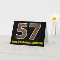 57th Birthday: Name + Faux Wood Grain Pattern "57" Card | Zazzle