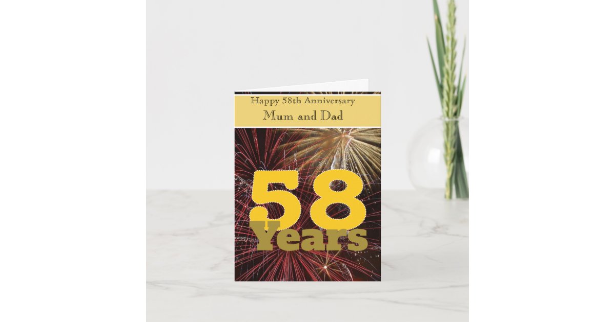 58th Wedding Anniversary Card | Zazzle