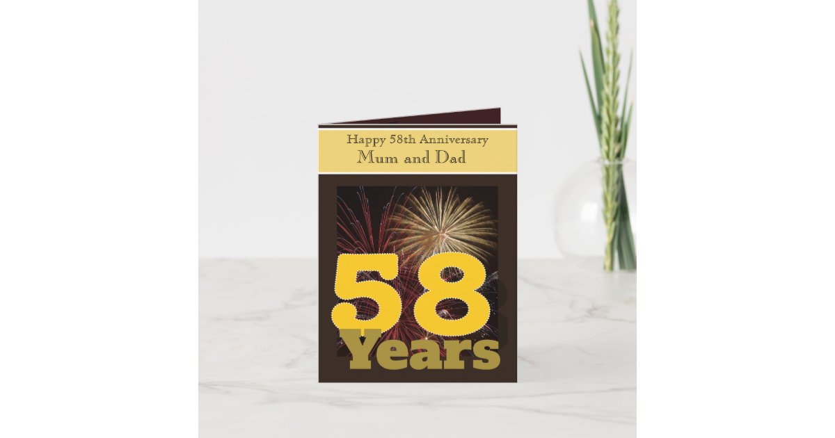 58th Wedding Anniversary Card | Zazzle