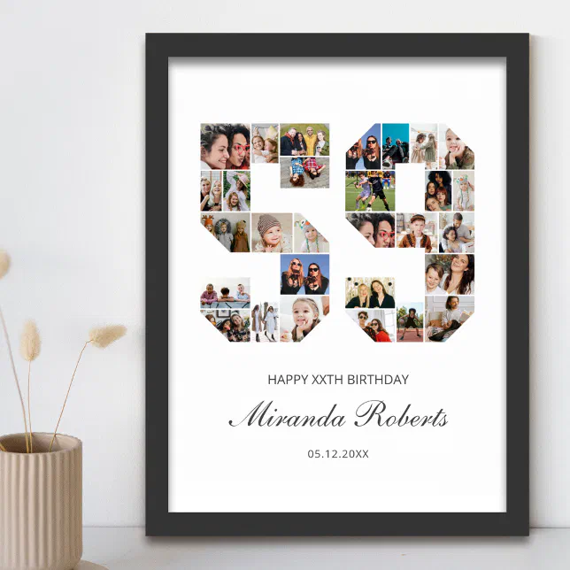 59th Birthday Number 59 Custom Photo Collage Poster | Zazzle