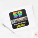 59th Birthday: Rainbow “59”; Custom Photos & Name Square Sticker | Zazzle
