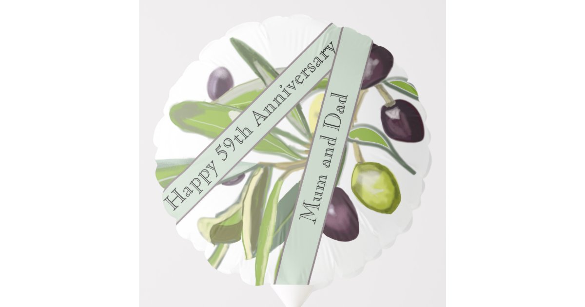 59th Wedding Anniversary Olive Balloon | Zazzle